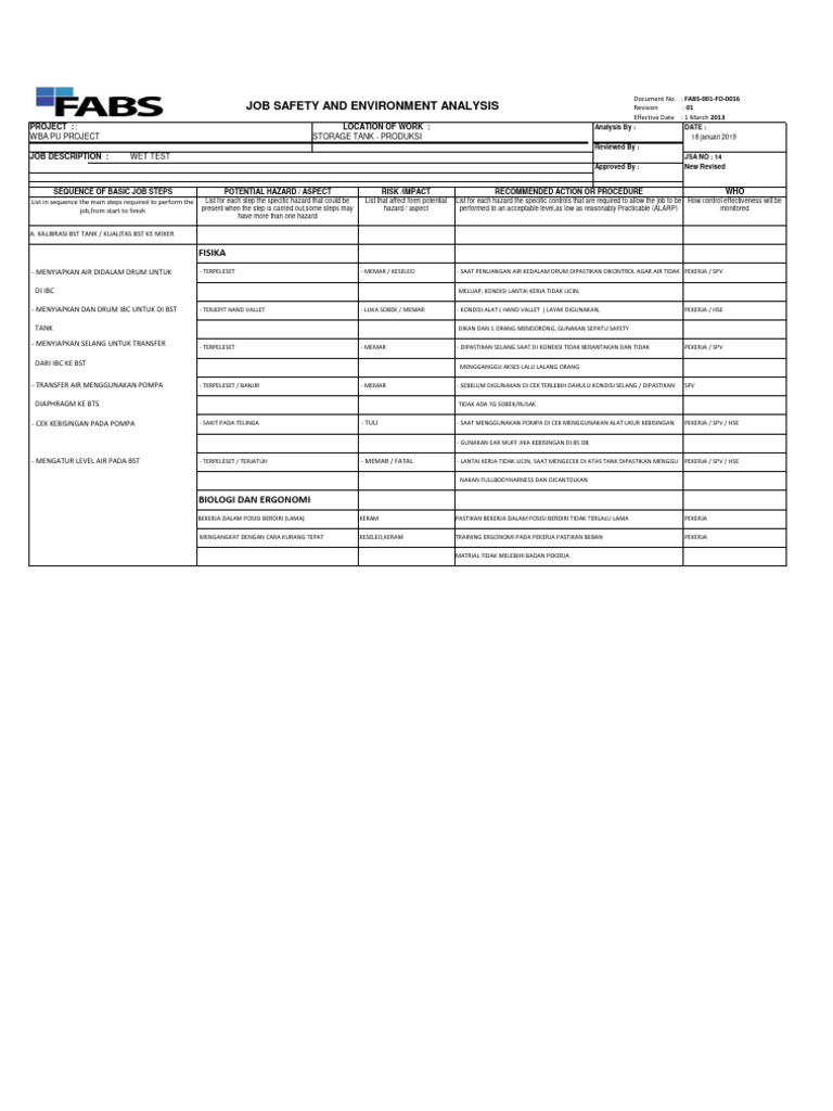 JSA WET TEST 1 | PDF