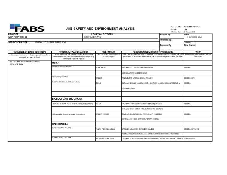 Jsa Epoxy PDF | Download Free PDF | Working Conditions | Safety