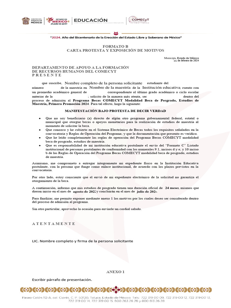 FORMATO B 2024 POSGRADO | PDF