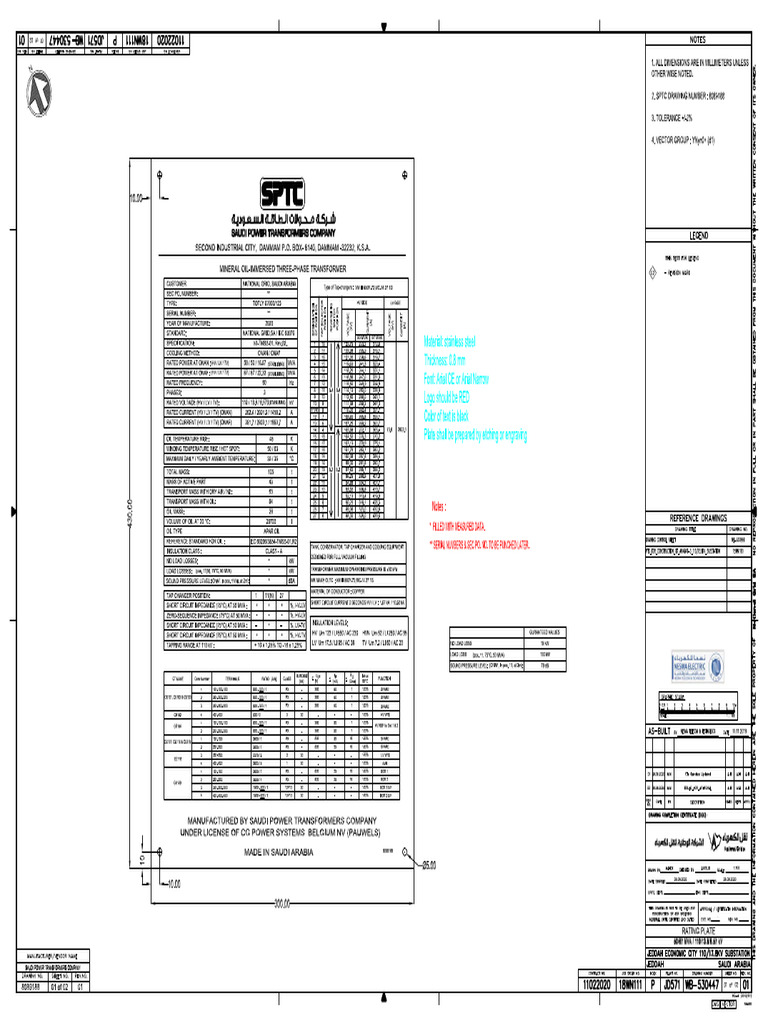 Rating & Connection Plate - Rev.01 | PDF