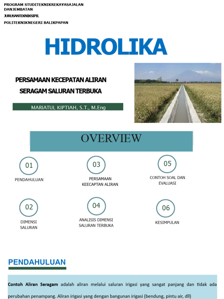 Hidrolika Kecepatan Aliran | PDF