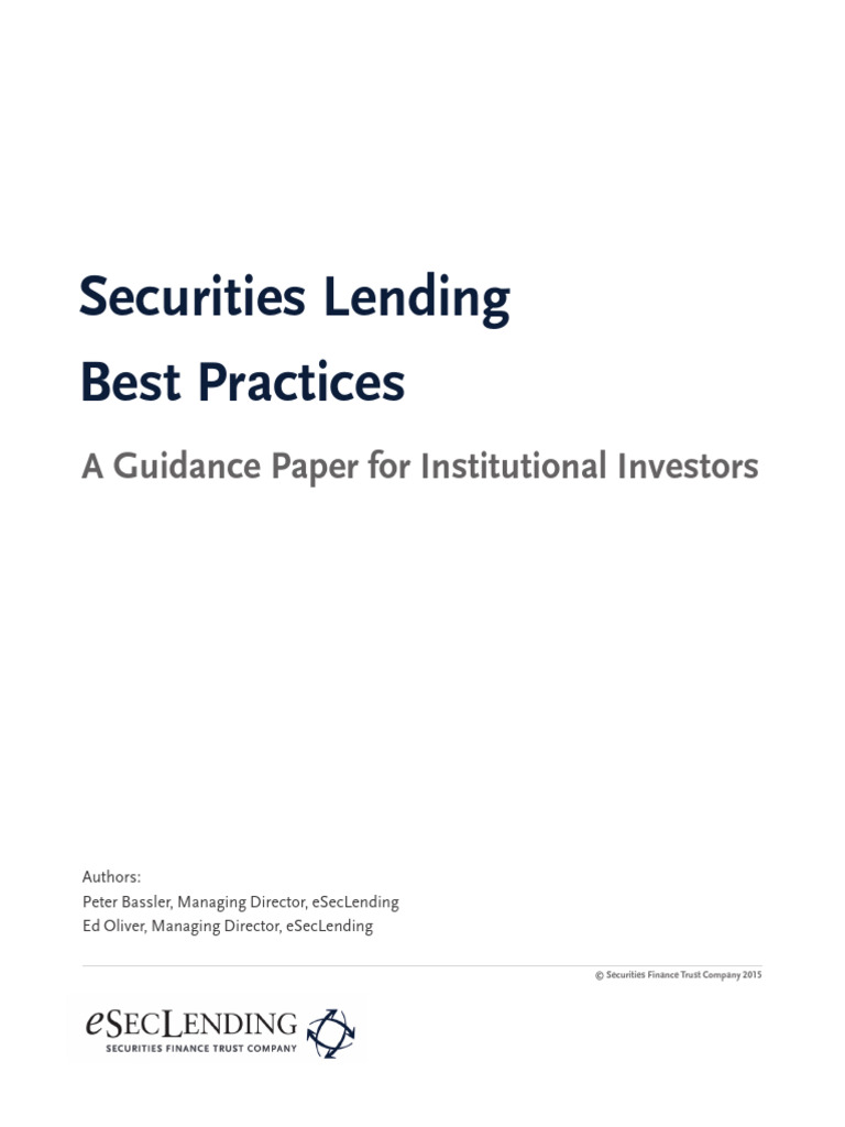 ESecLending Securities Lending Best Practices | PDF | Securities ...
