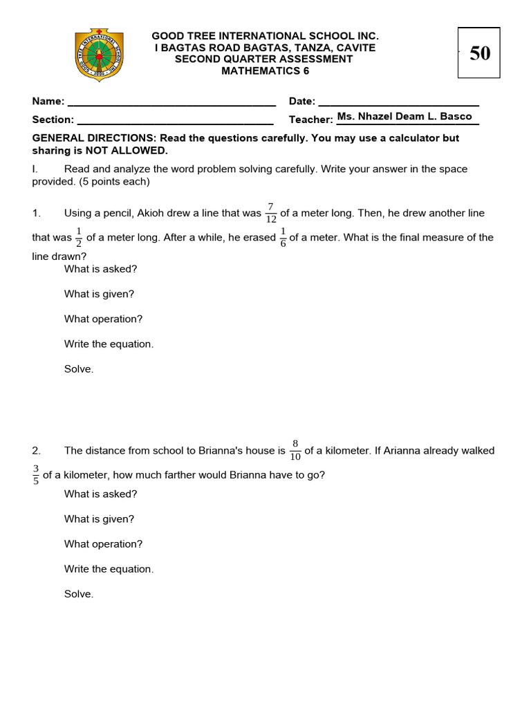 Done.Q2 Math 6 M. Nhazel-Approved! | PDF | Mathematics | Science