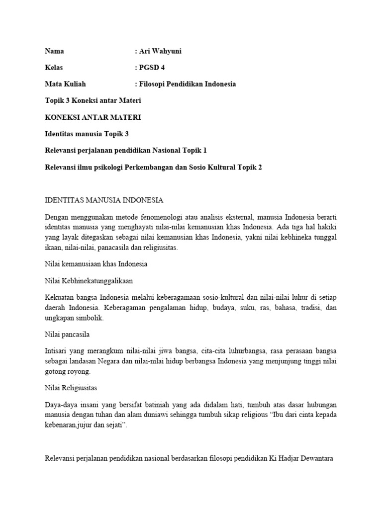 Topik 3 FPI Koneksi Antar Materi Ari Wahyuni | PDF | Ilmu Sosial | Agama & Spiritualitas