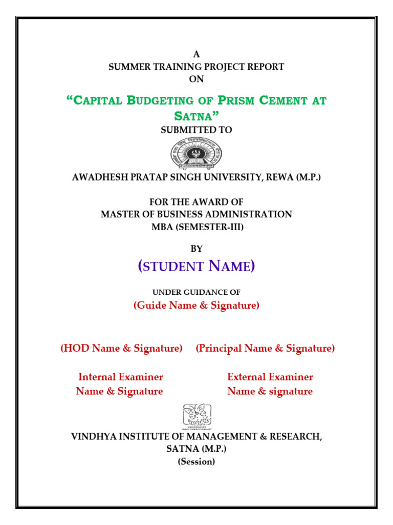 Front Pages for Summer training project. | PDF