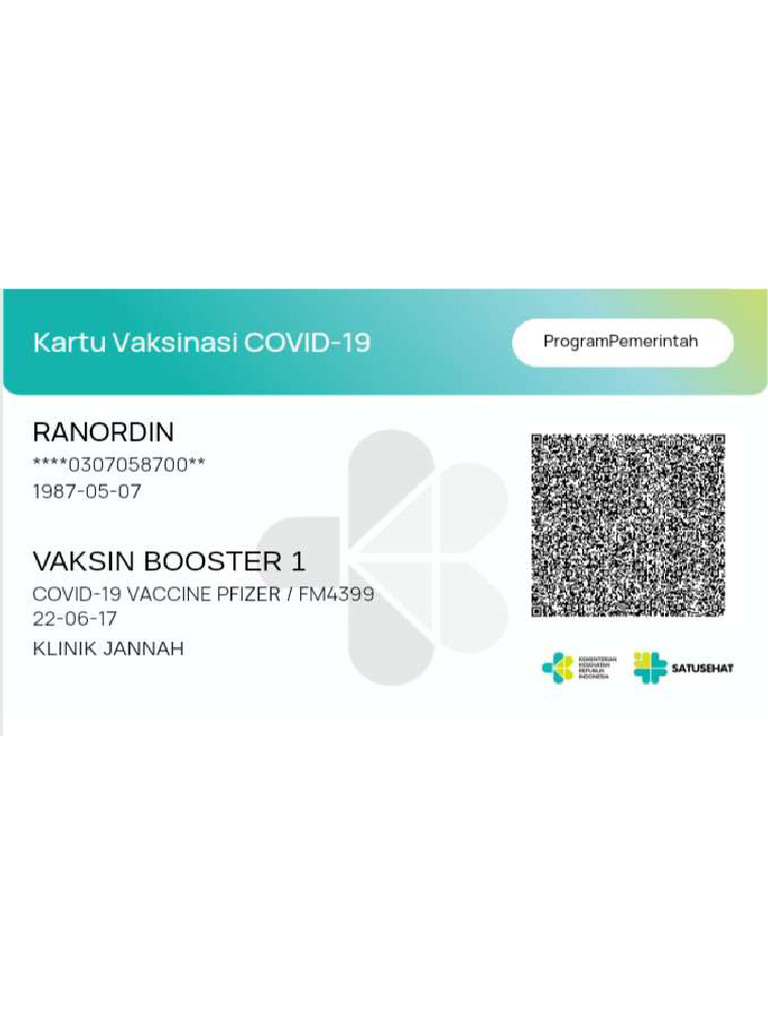Sertifikat Vaksin Dosis 3 Pdf