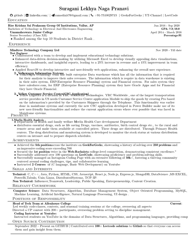 Suragani Lekhya Naga Pranavi | PDF | Enterprise Resource Planning ...