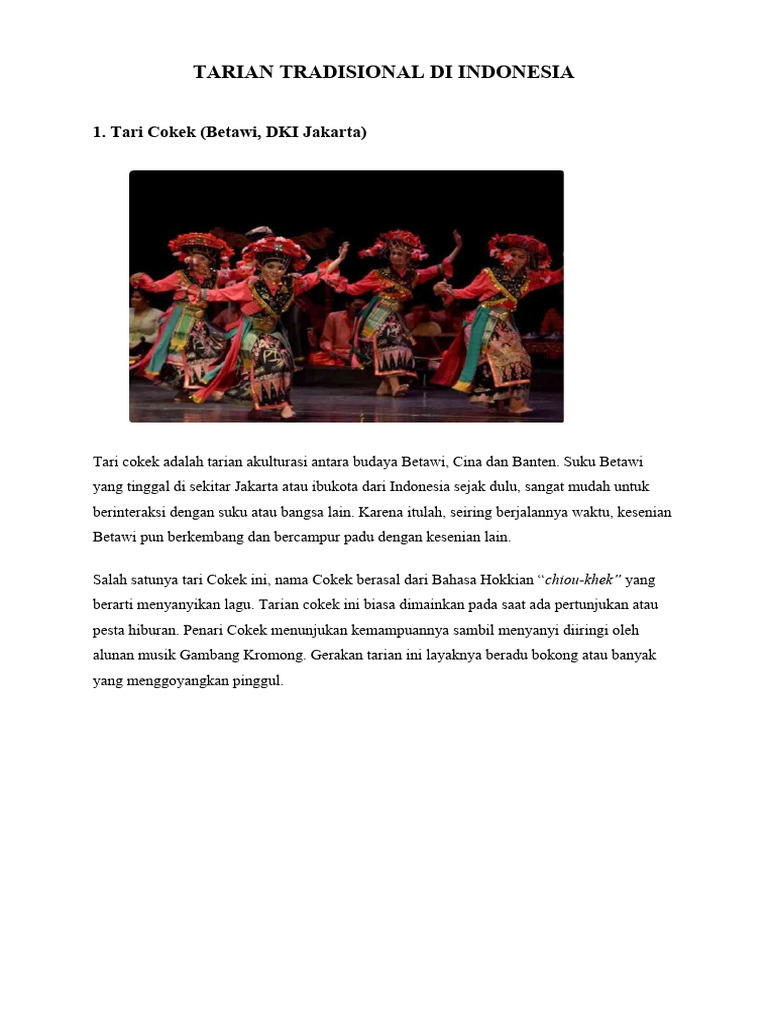 Tarian Tradisional Di Indonesia | PDF