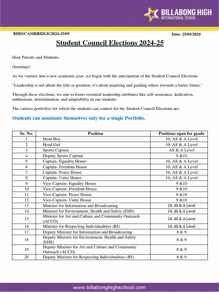 Cambridge - Student - Council - Election - Circular - 24-25 ...
