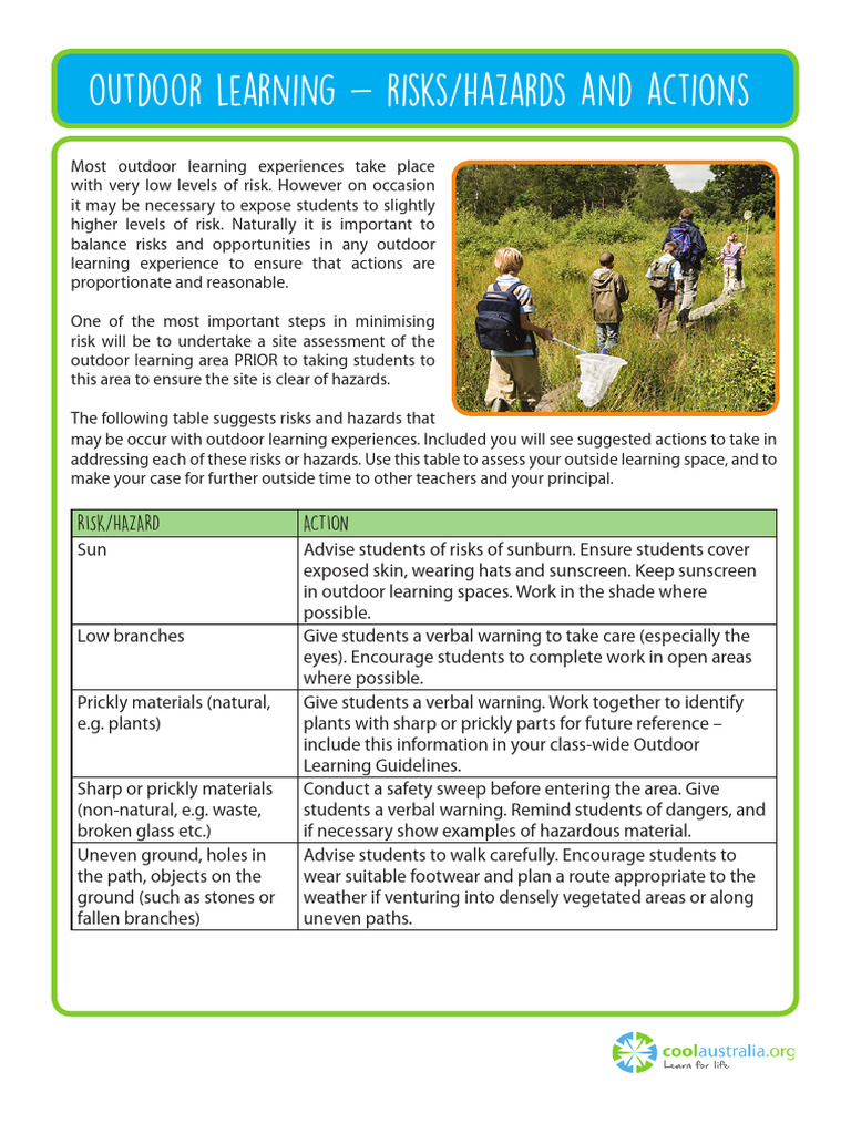 Outdoor Learning: Risks and Safety Actions | PDF | Risk | Learning