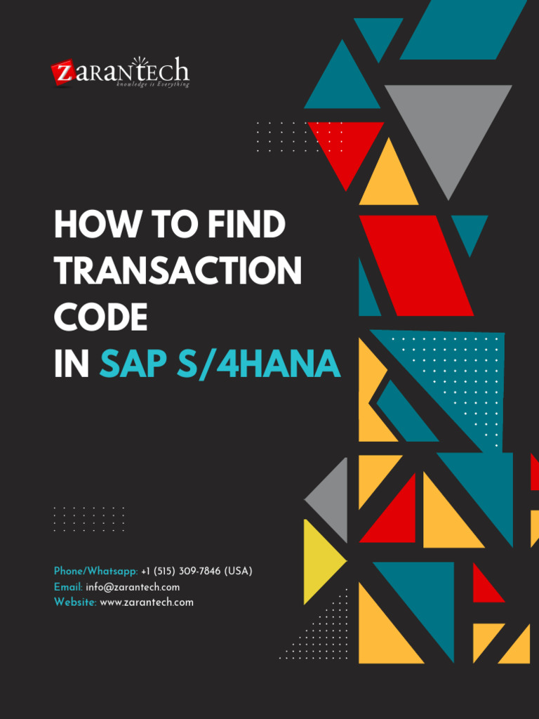 How To Find Transaction Code in SAP S4HANA 1717215291 | PDF | Computing ... How To Find Transaction Code in SAP S4HANA 1717215291 | PDF | Computing ...