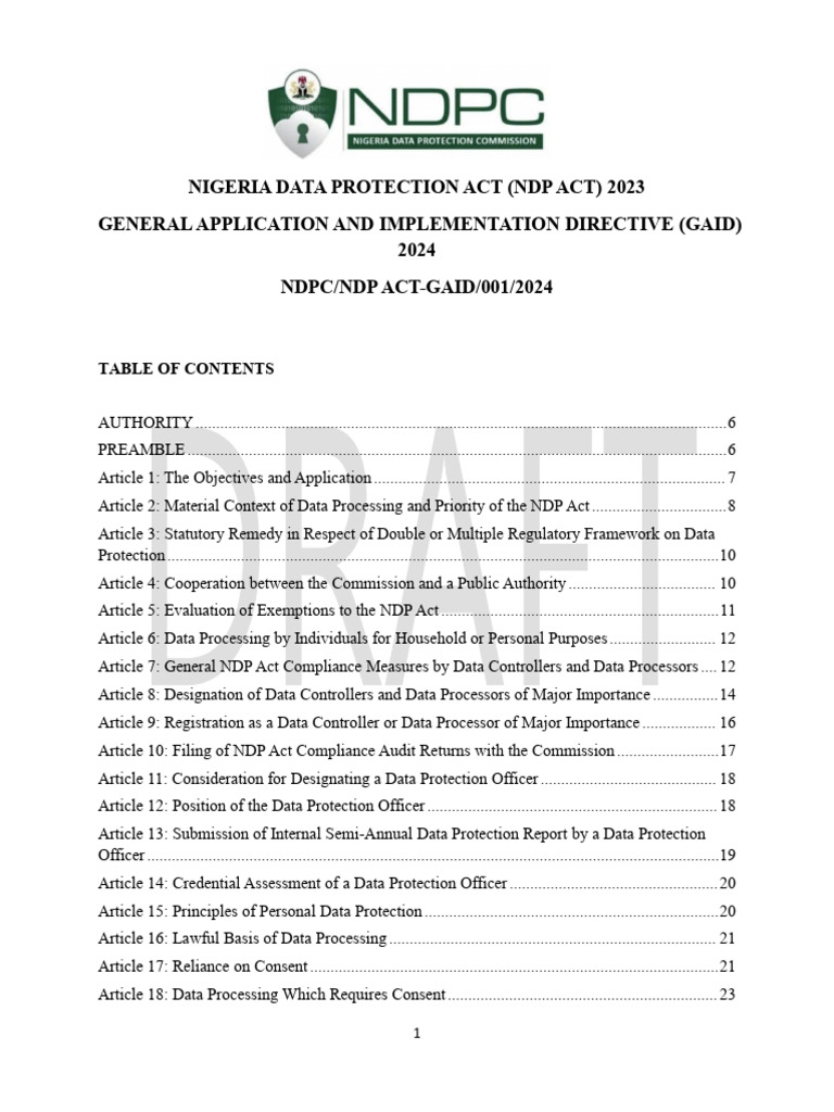 Nigeria Data Protection General Implementation Directive | PDF | Privacy | Information Privacy