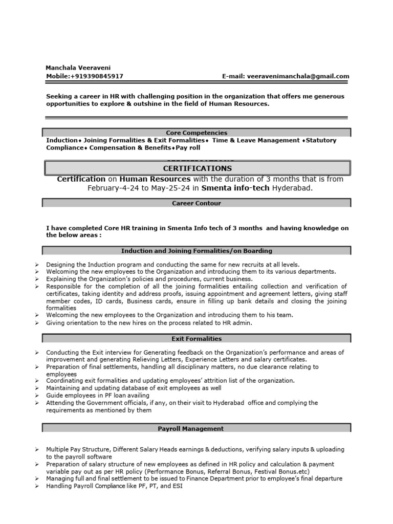 I Am Sharing 'Resume Veeraveni Manchala With You | PDF | Payroll | Human Resources