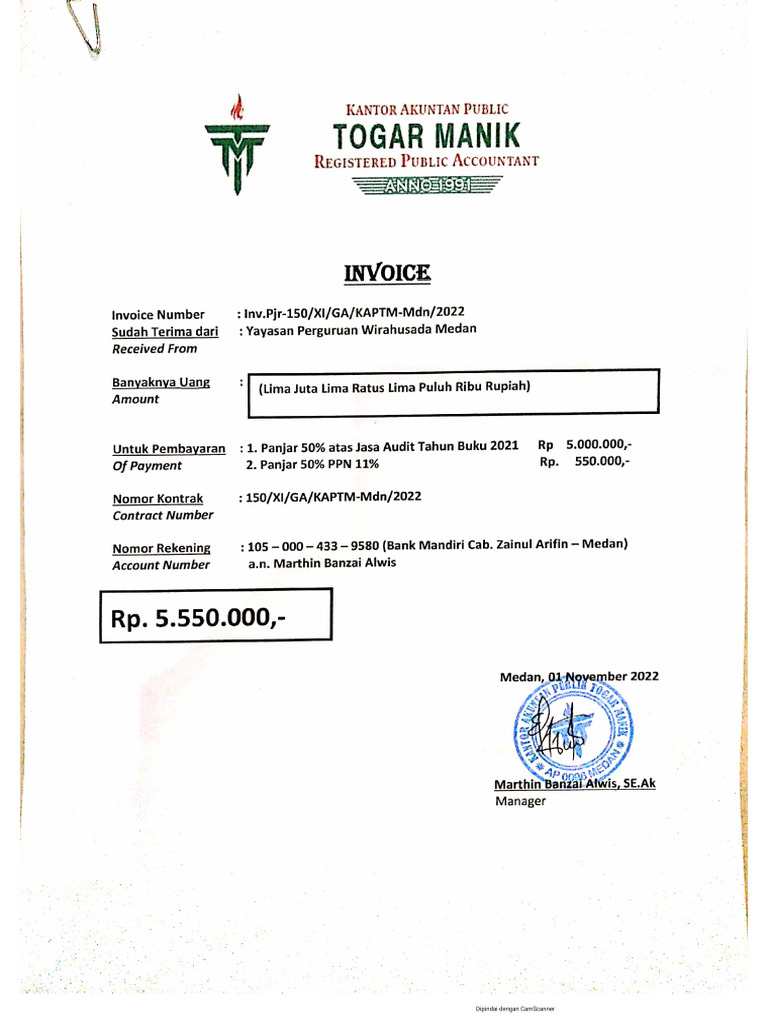 Invoice Panjar 2021 | PDF