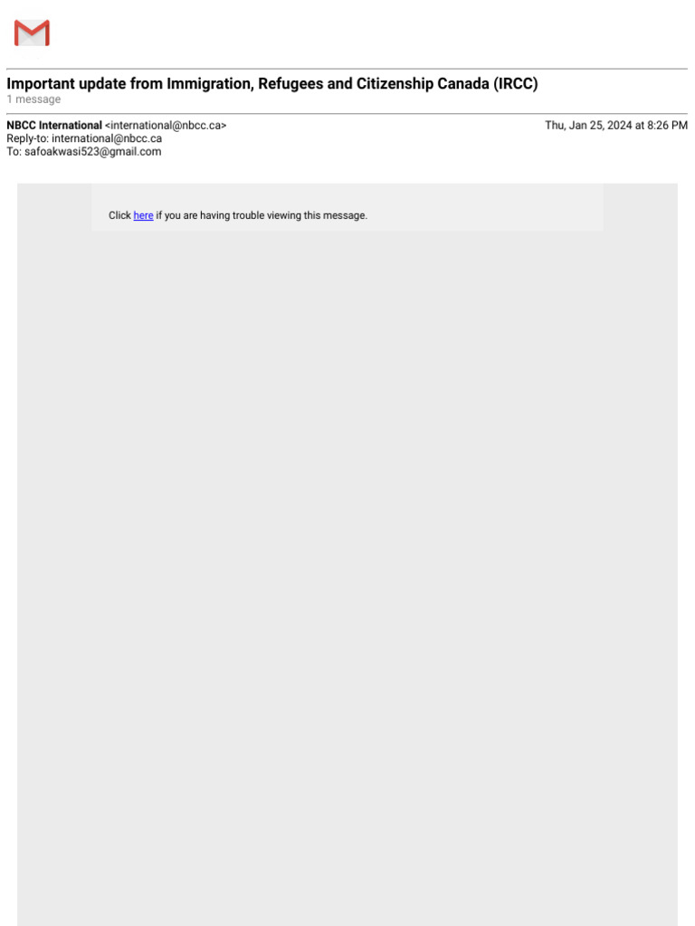 Gmail - Important Update From Immigration, Refugees and Citizenship ...