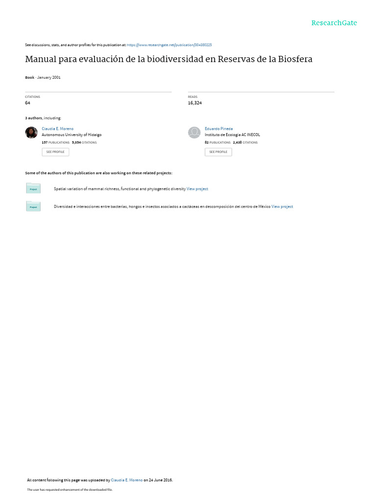 Evaluación de Biodiversidad en Reservas | PDF | Biodiversidad | Evolución