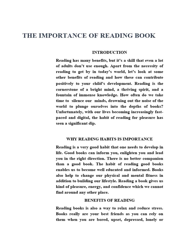 The Importance of Reading Book | PDF | Career & Growth | Self-Improvement