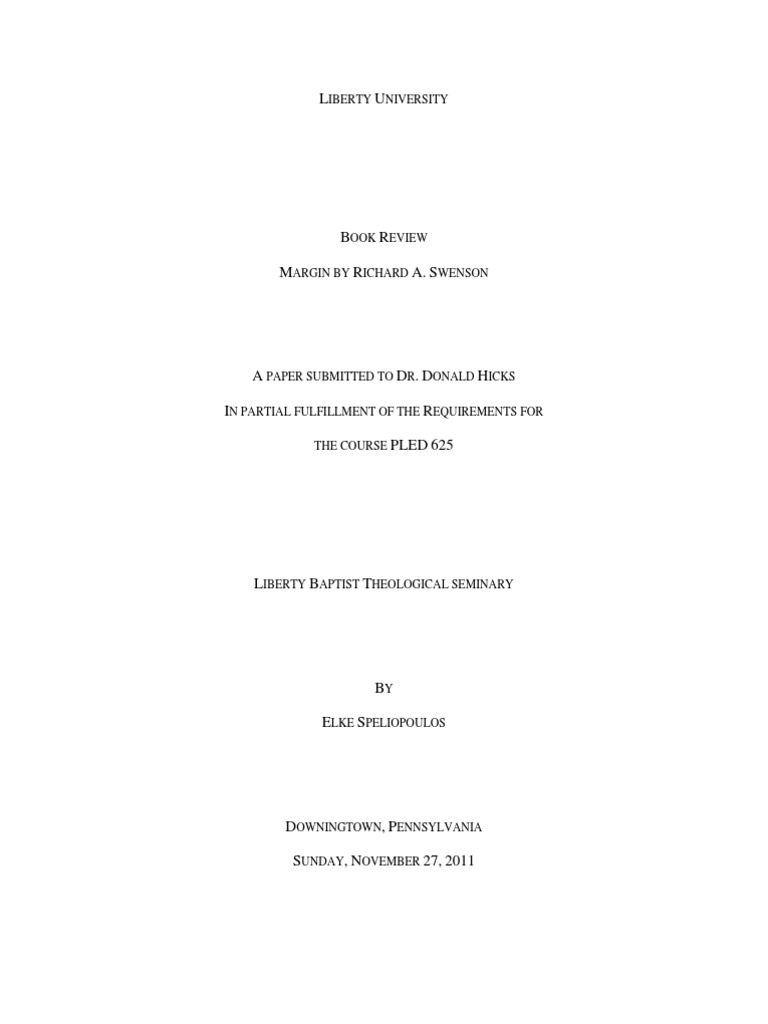 Book Review: Margin by Richard Swenson | PDF | Stress (Biology) | Pain