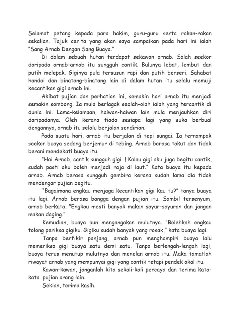 Cerita Arnab dan Buaya | PDF | Perjalanan | Griya & Taman