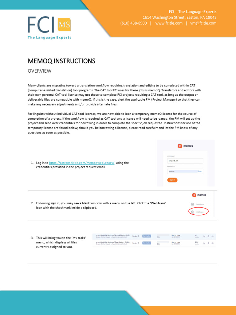 Memoq Instructions Pdf Computing Software