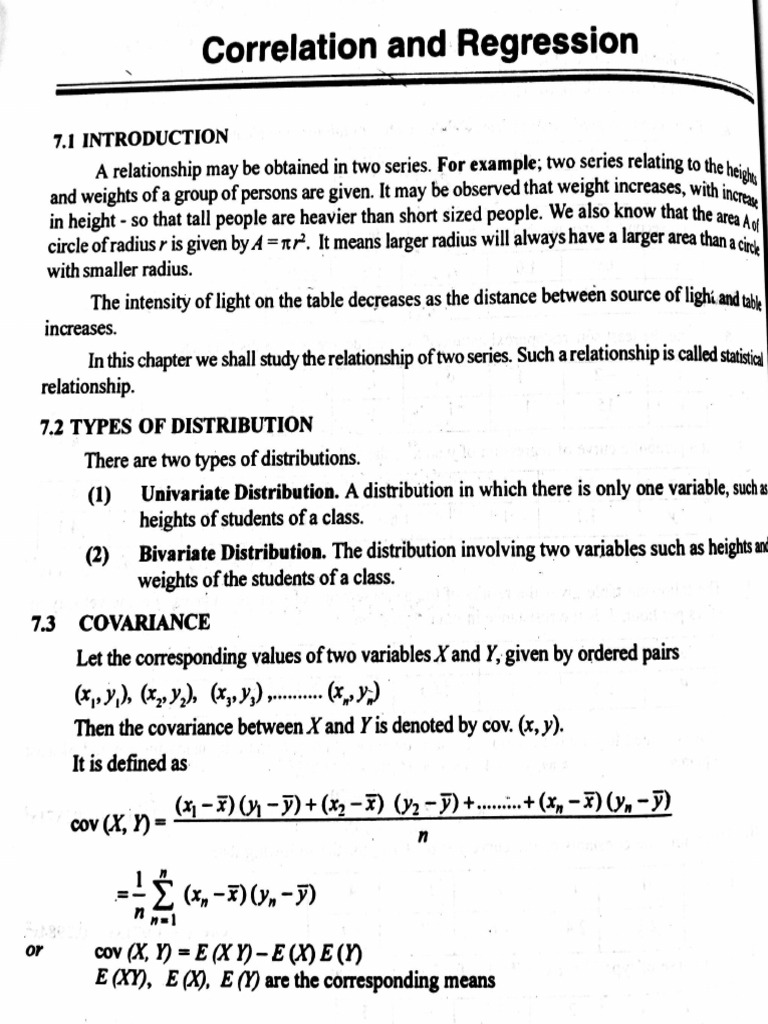 CORRELATION AND REGRESSION UNIT 1 | PDF