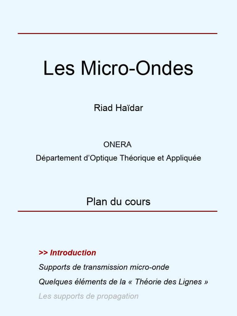 Cours V Micro Ondes | PDF | Câble coaxial | Onde radio