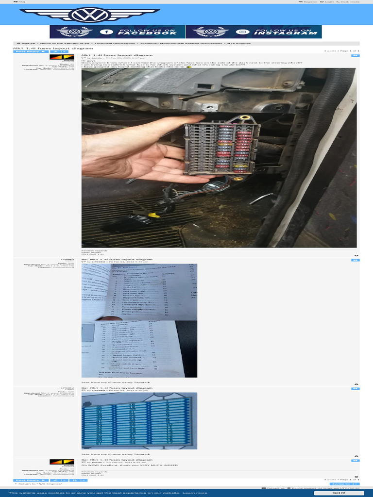 Mk1 1.4i Fuses Layout Diagram | PDF | Vehicles | Car