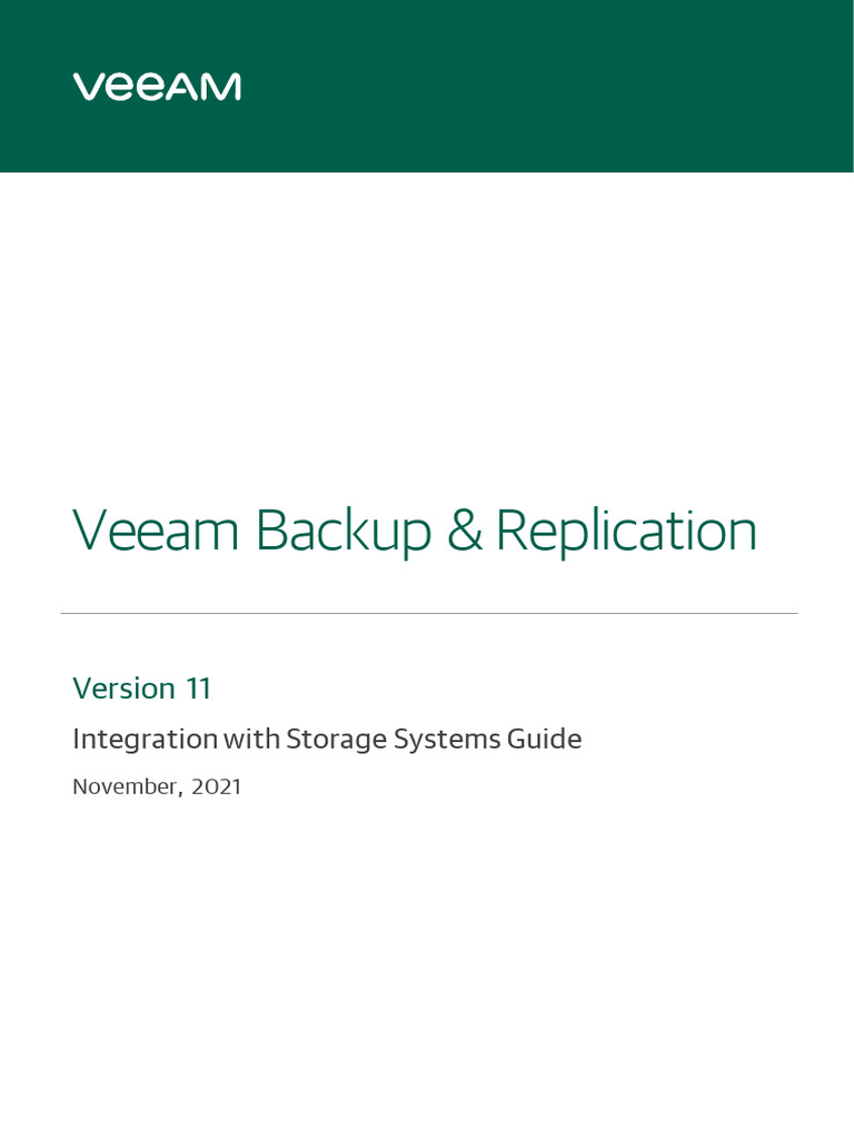 Veeam Backup 11 0 Storage Integration User Guide | PDF | Backup | Replication (Computing)