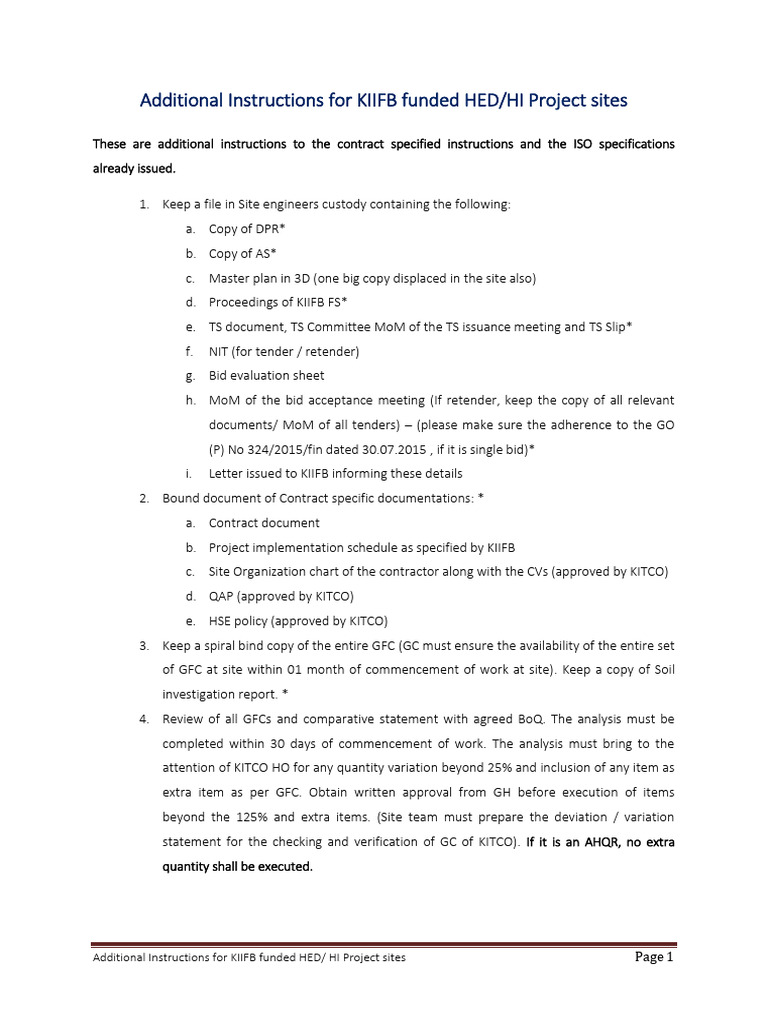 Additional Instructions To KIIFB Funded HED and HI Sites | PDF ...