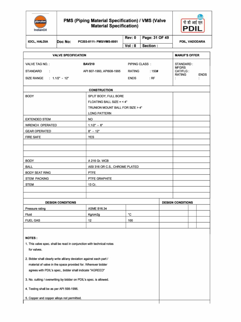 PMS, VMS-31-49 | PDF | Valve | Chemical Engineering