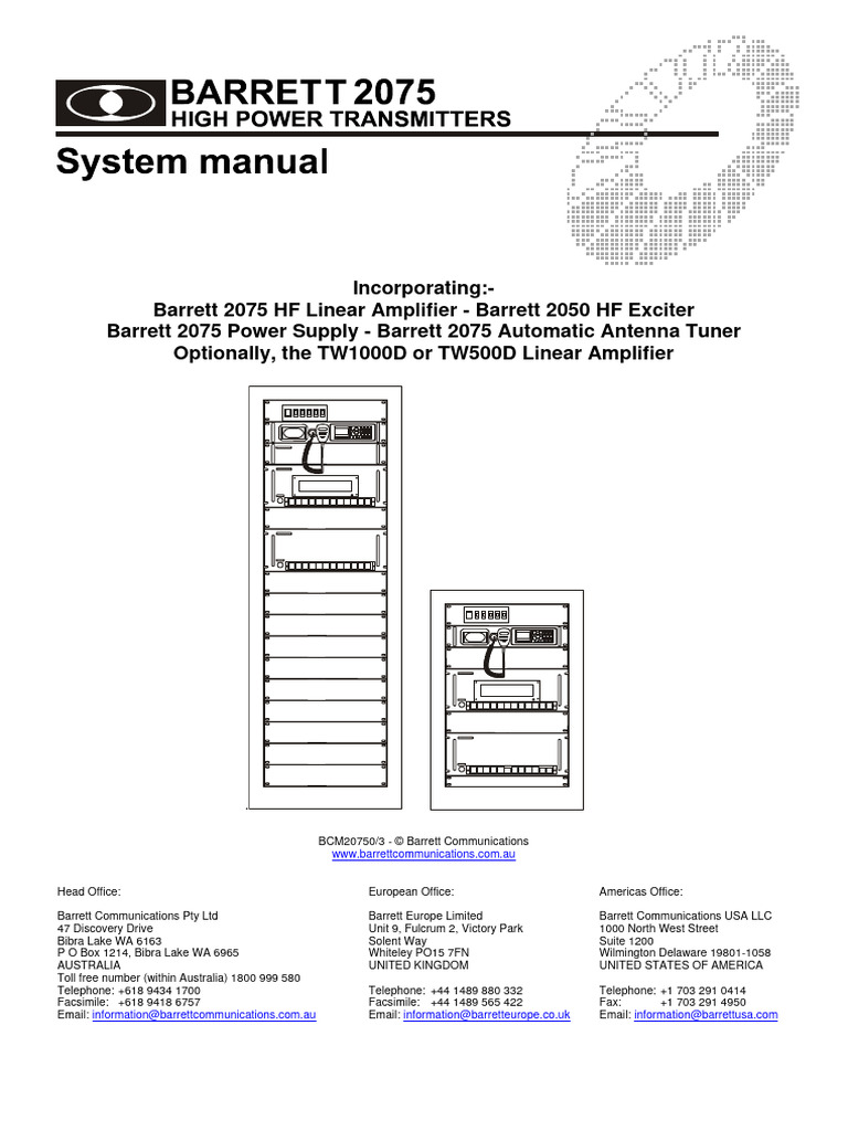 2075 High Power Transmitters System Manual-03 | PDF | Amplifier | Power ...