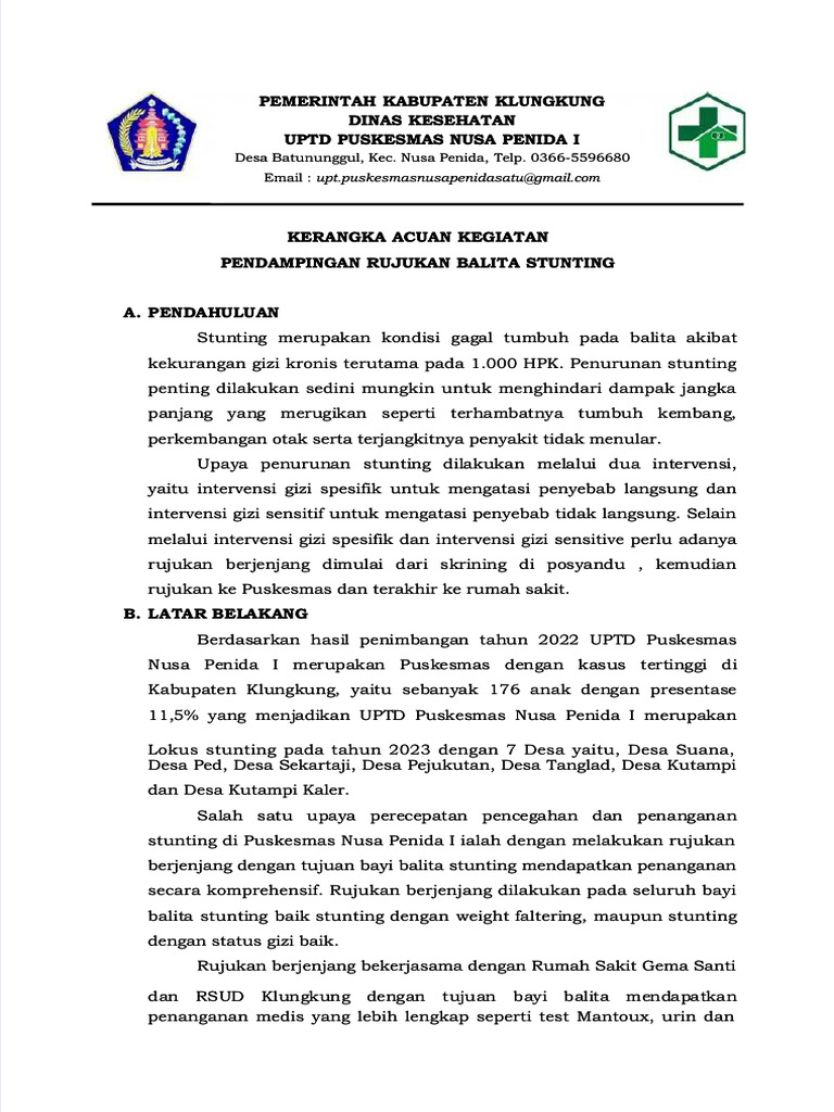 PDF Kak Pendampingan Rujukan Balita Stunting - Compress | PDF