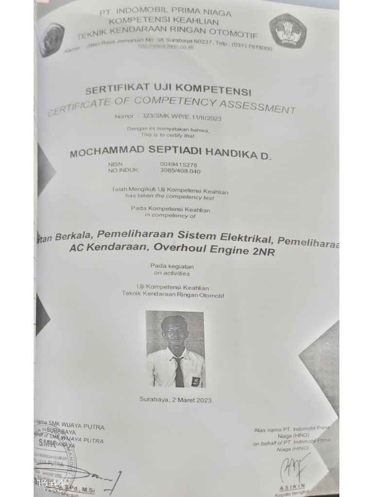 Salinan Salinan Sertifikat UKK 2022-2023 | PDF