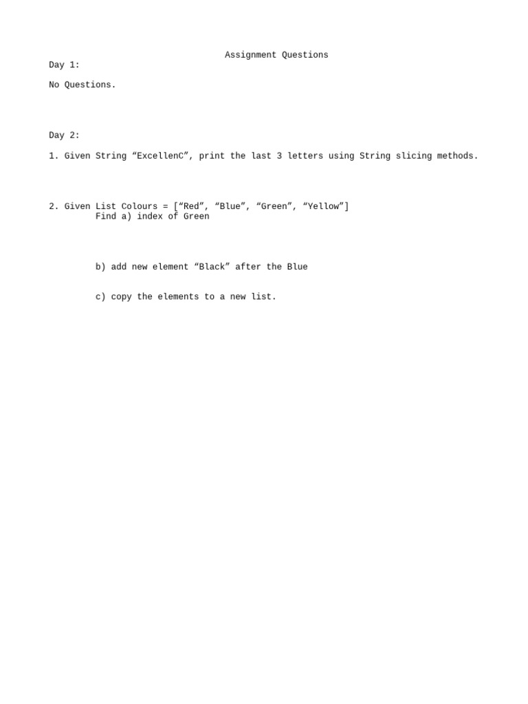 PYTHON Assignment | Download Free PDF | String (Computer Science ... PYTHON Assignment | Download Free PDF | String (Computer Science ...