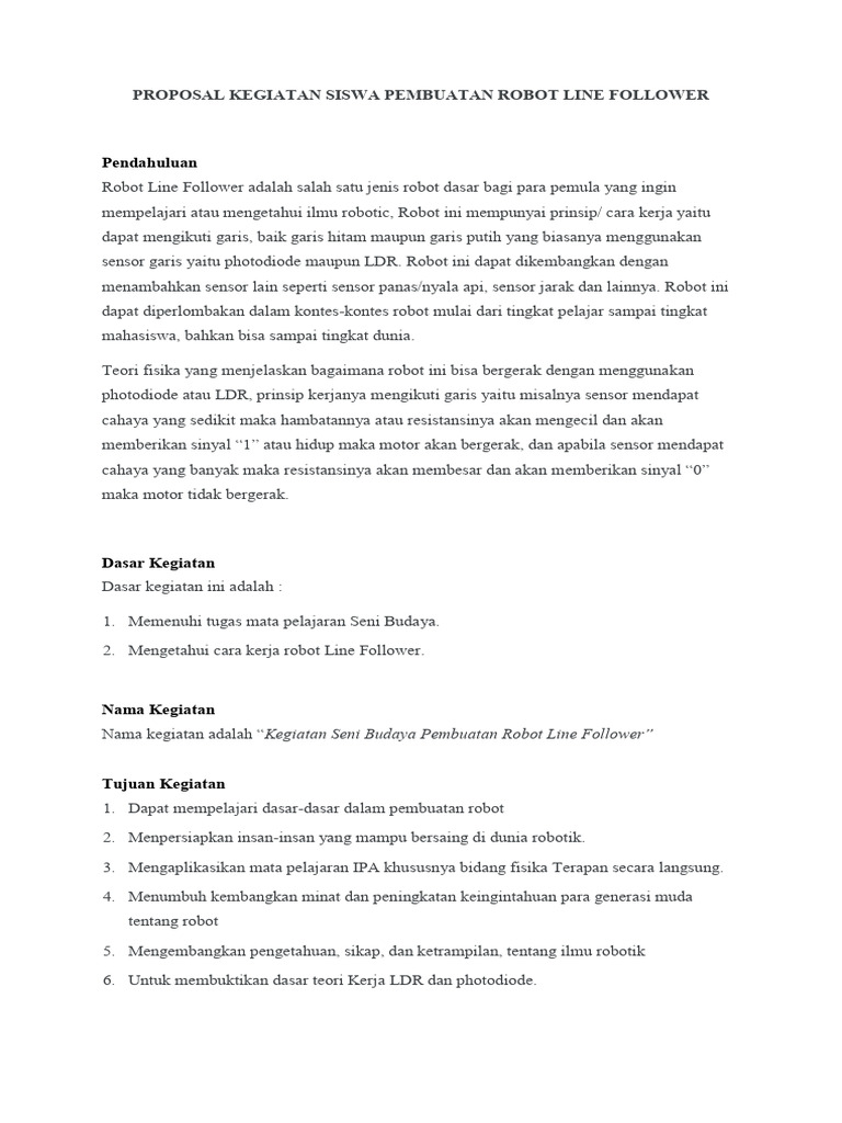 Proposal Kegiatan Siswa Pembuatan Robot Line Follower[1] Kel Hasna Pdf