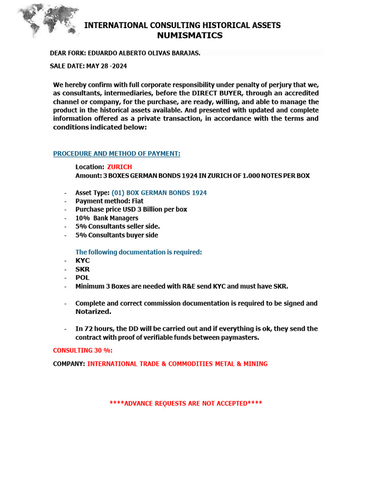Sale of 1924 German Bonds in Zurich | PDF | Notary Public | Business