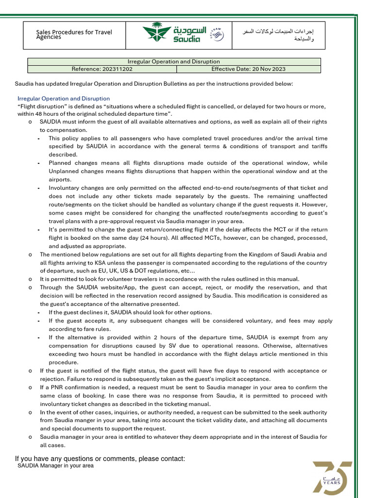 Saudia Flight Disruption Procedures | PDF | Fee | Airport