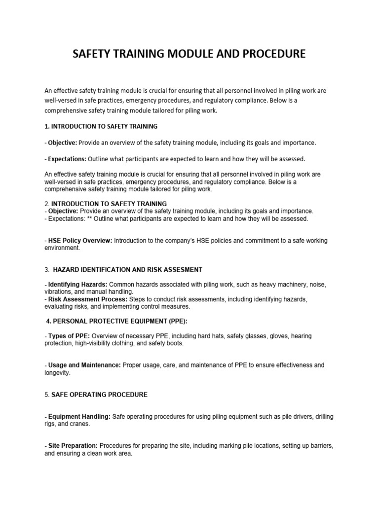 Safety Trainning Module Procedure Pdf Crane Machine Personal