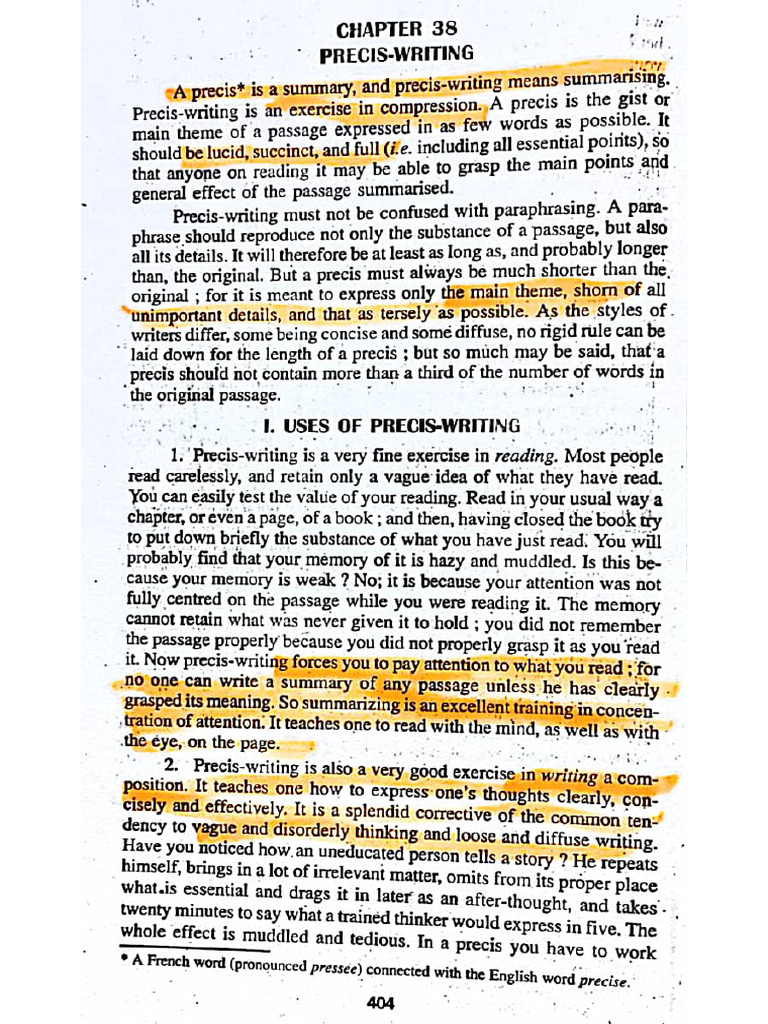 62de86bc90a28 Precis Writing Effective Way Short Notes | PDF