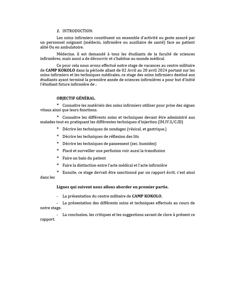 Rapport de stage en soins infirmiers | PDF | Allaitement | Pédiatrie