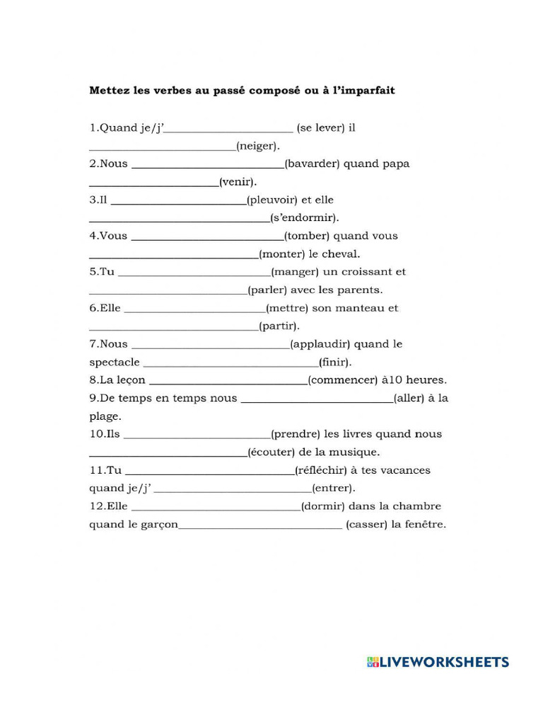 Pc vs imparfait_worksheet | PDF