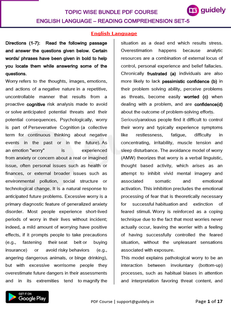 Reading Comprehension Set - 5 (Prelims) - 1717663096904 | PDF | Anger ...