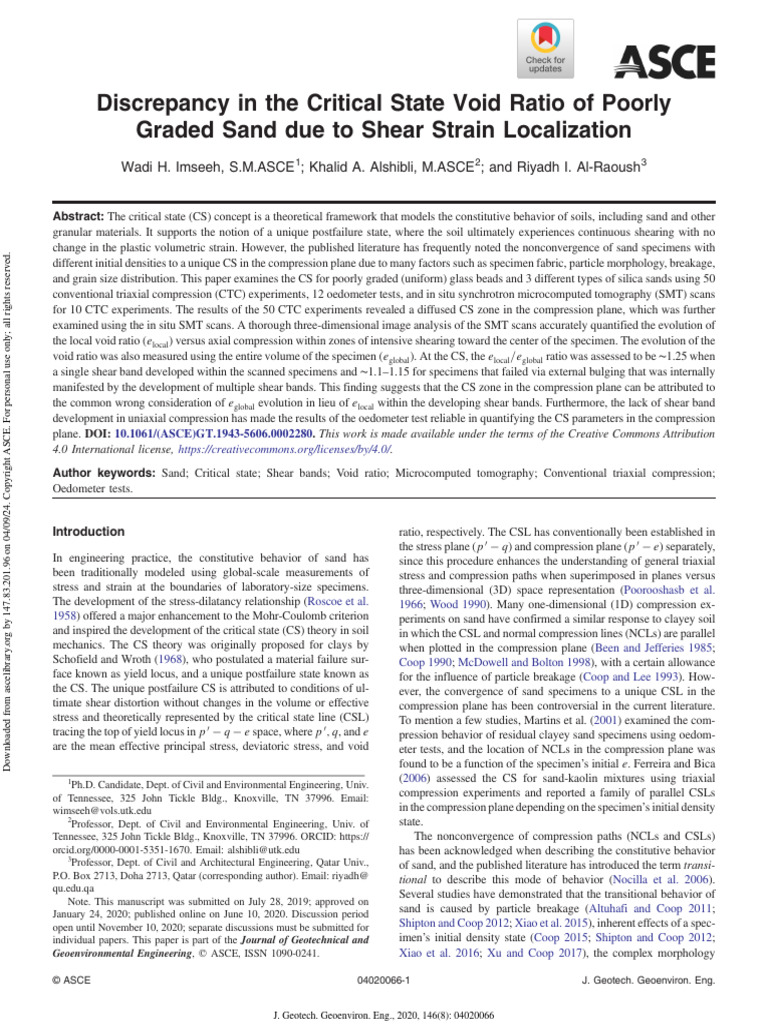 Discrepancy in The Critical State Void Ratio | PDF | Stress (Mechanics ...
