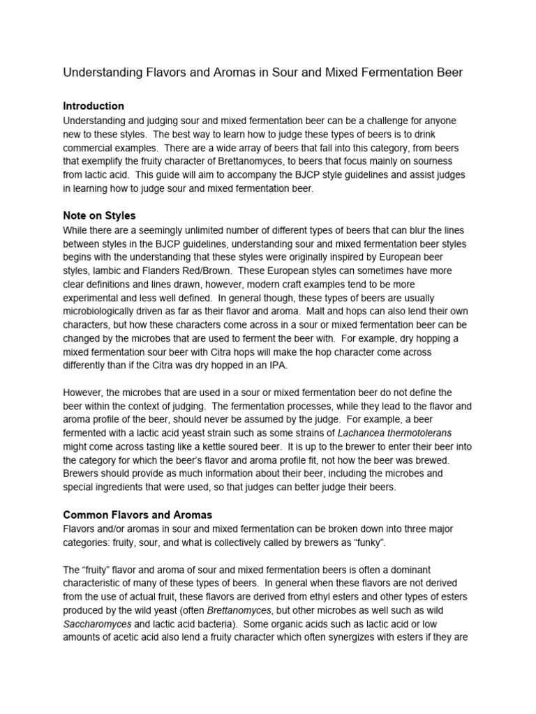 Understanding Flavors and Aromas in Sour and Mixed Fermentation Beer ...