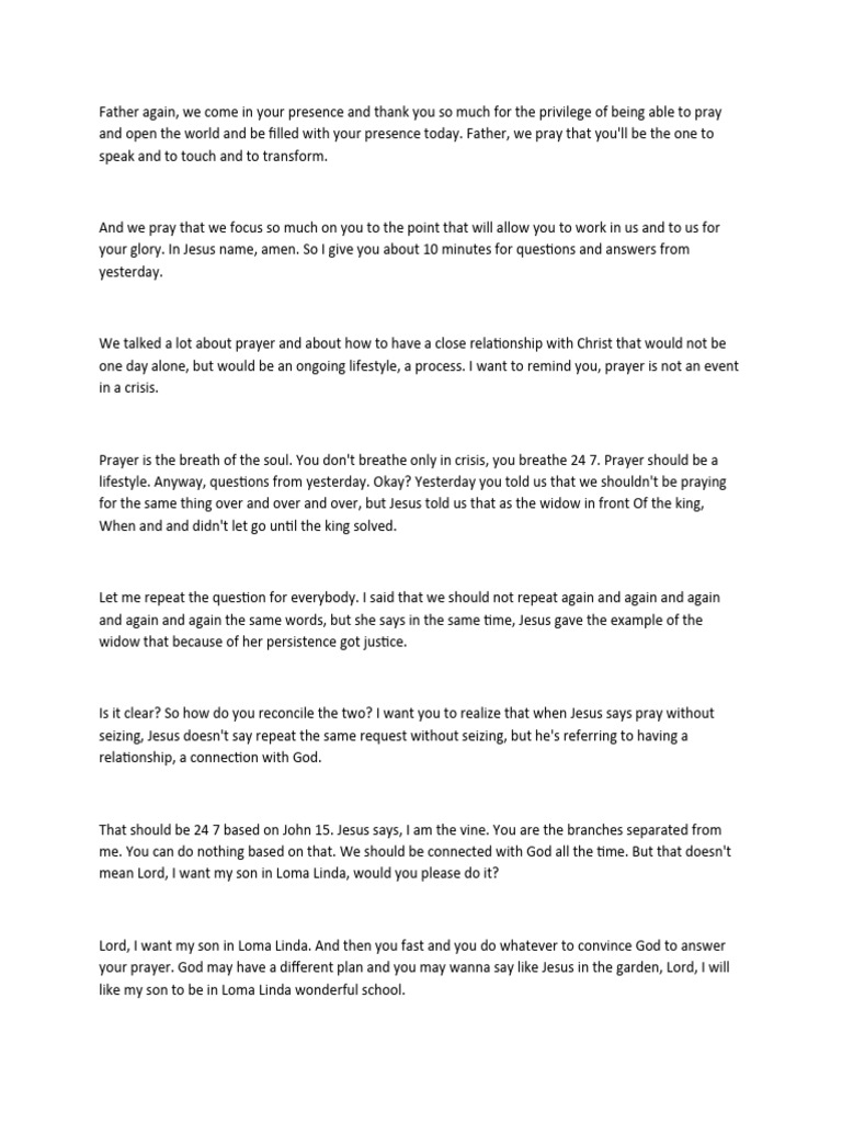 Persistent Prayer and God's Will | PDF | Prayer | Jesus