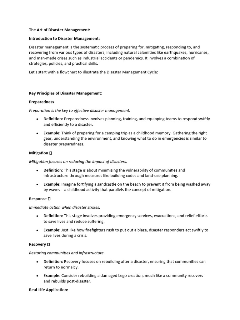 Principles of Disaster Management Explained | PDF | Emergency ...