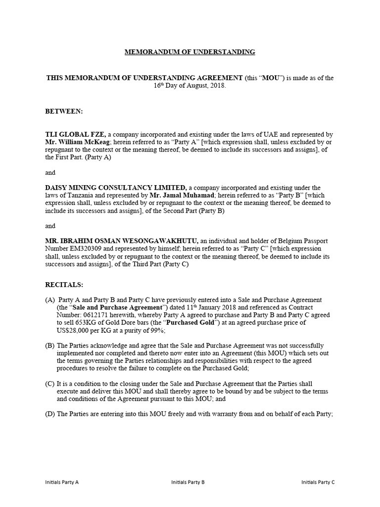 NEW Amended 88KG MOU OSMAN TLI DAISY | PDF | United States Dollar ...