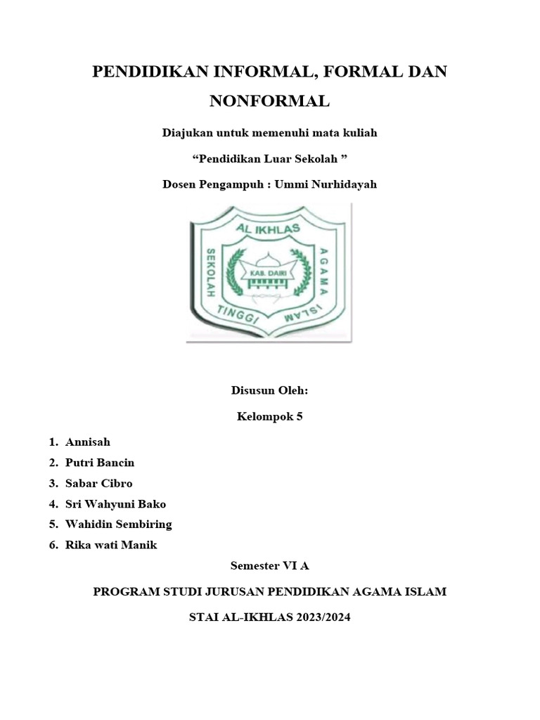 Pendidikan Formal Informal Non Formal 1 | PDF | Karier & Perkembangan ...