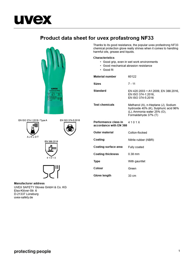 Chemical Handlgove Uvex 60122 | PDF | Industrial Processes | Chemical ...