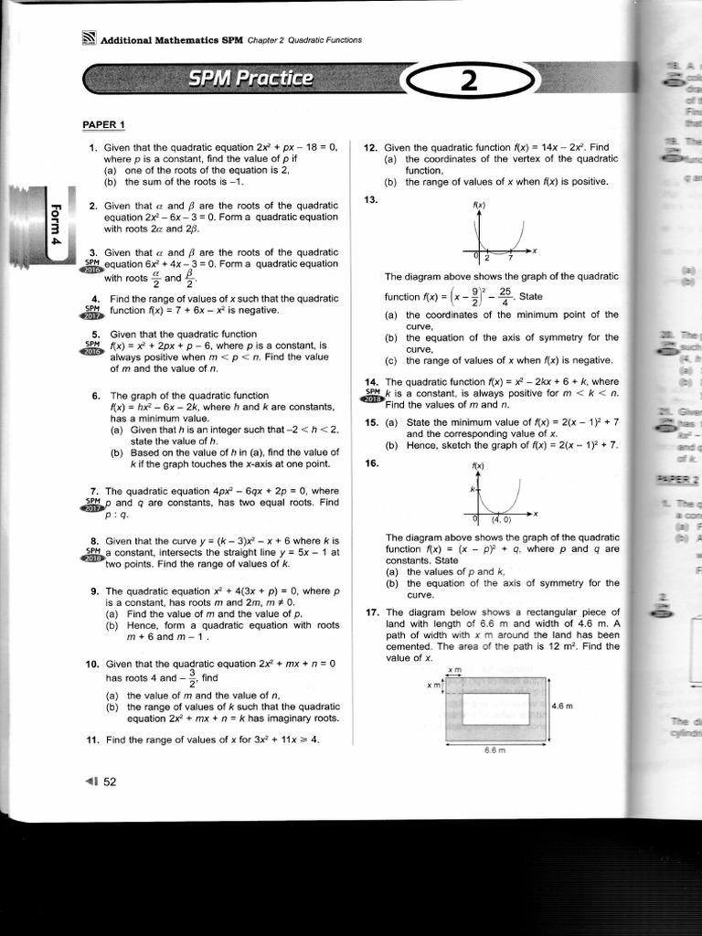 Chap 2 Quadratics Exercise | PDF | Graph Theory | Combinatorics Chap 2 Quadratics Exercise | PDF | Graph Theory | Combinatorics